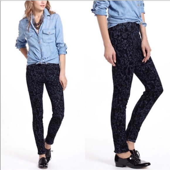 J Brand | Jeans | J Brand Black Brocade Velvet Flock Skinny Jean 29 ...